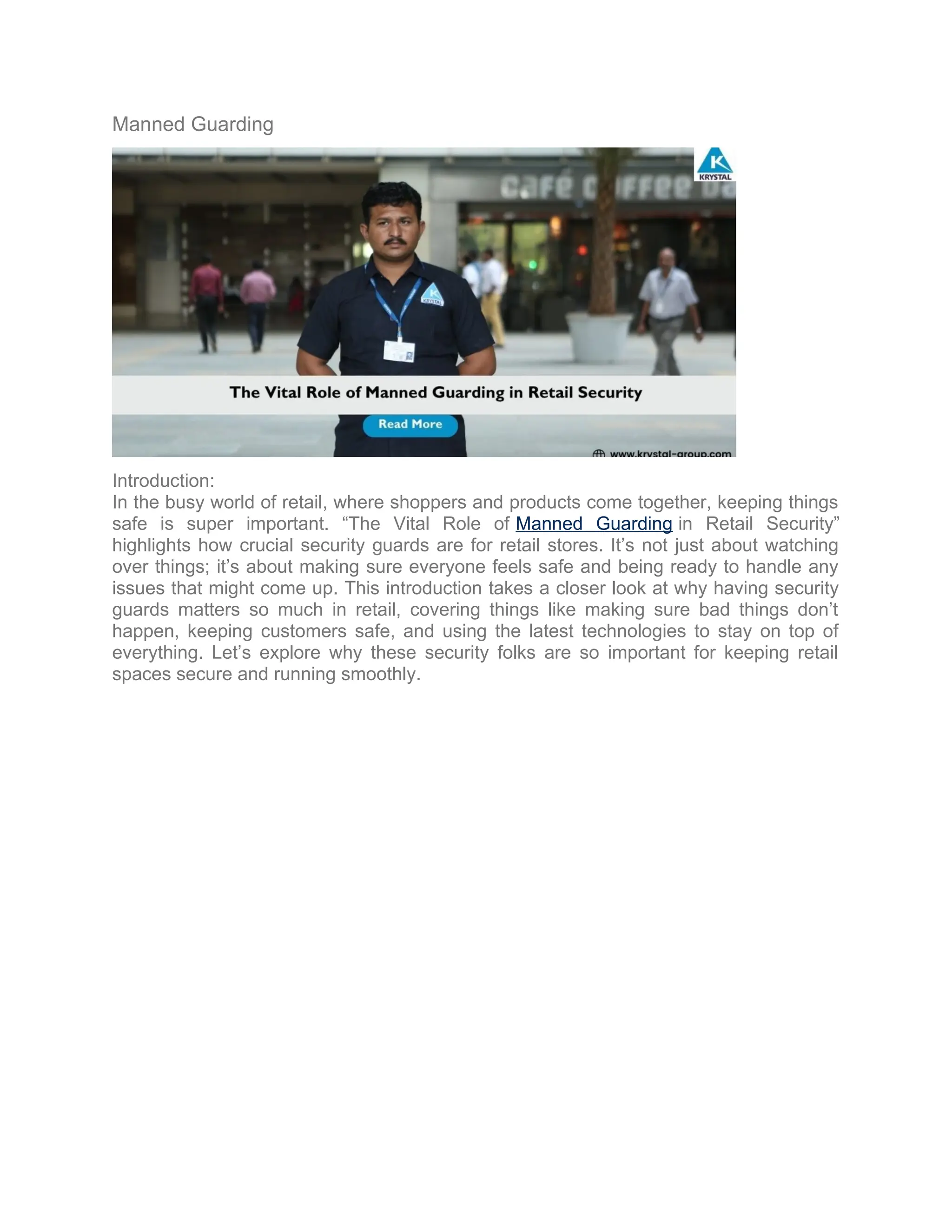 The Vital Role of Manned Guarding in Retail Security | PDF