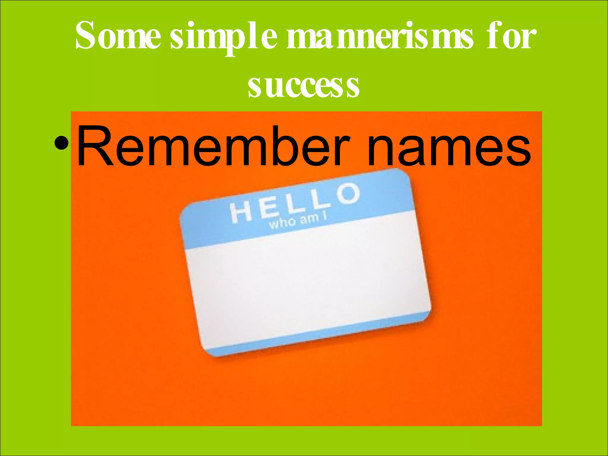 Mannerisms In Professional World | PPT