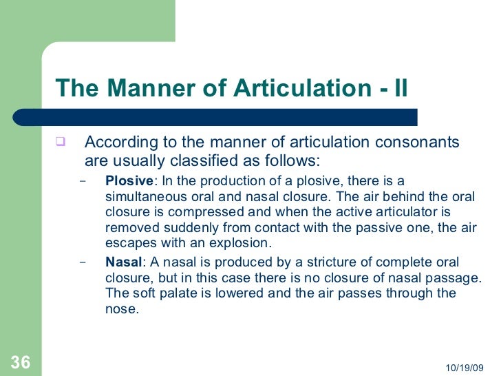 Manner Of Articulation