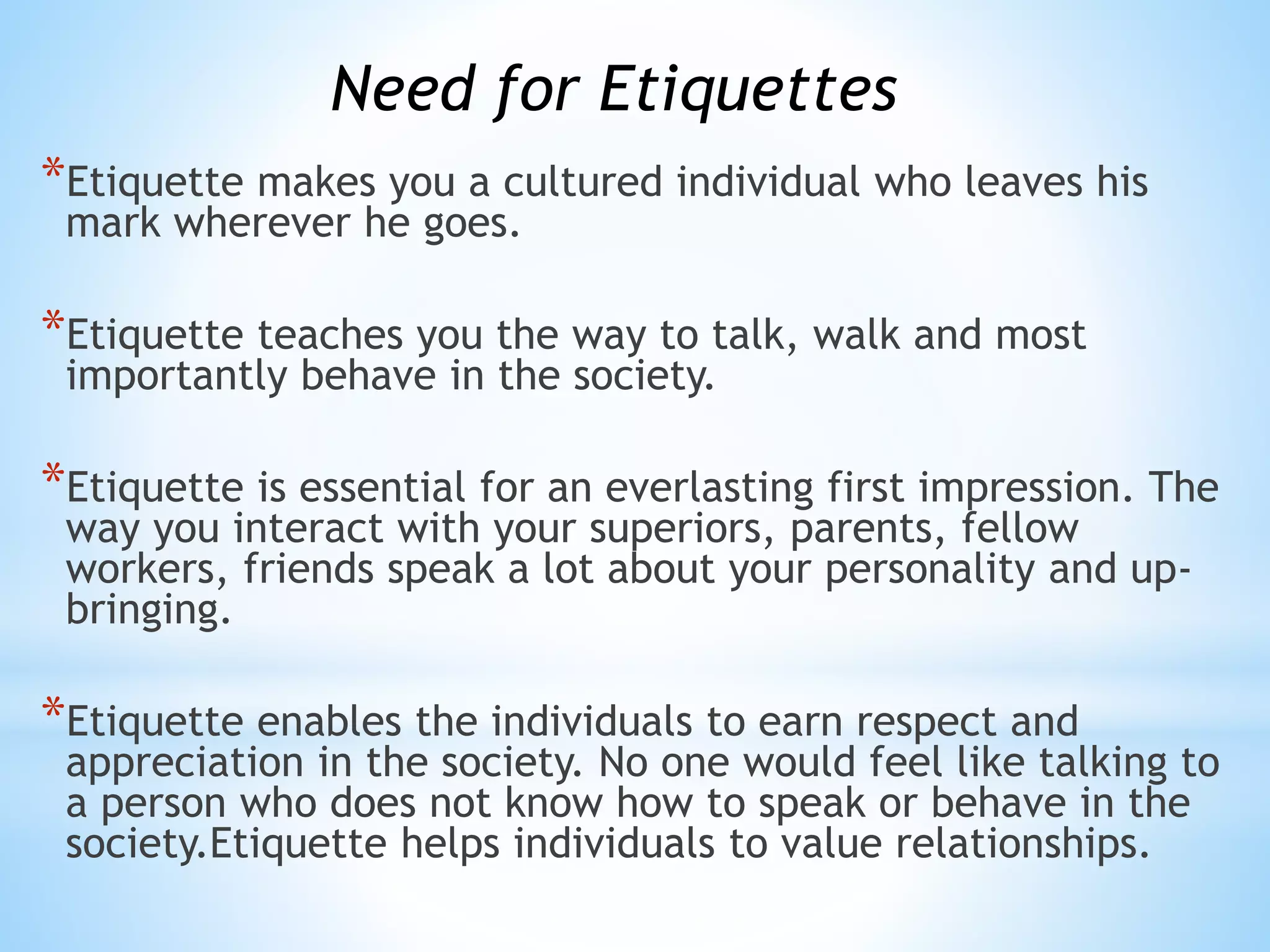 Manners and etiquette imh | PPTX