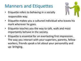 Manners etiquettes | PPTX