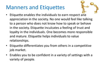 Manners etiquettes | PPTX