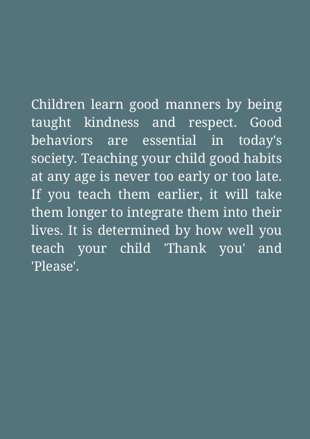 Manners matter how to teach your kids the basics of etiquette | PDF