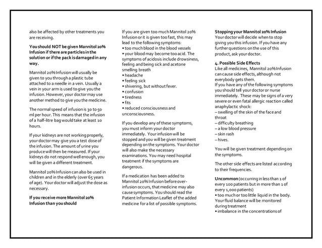 Mannitol intravenous infusion 20% pil, taj pharmaceuticals. | DOCX