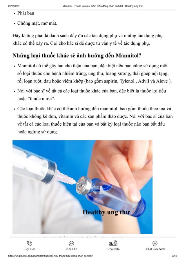 Mannitol thuoc loi nieu tham thau dong phan sorbitol | PDF