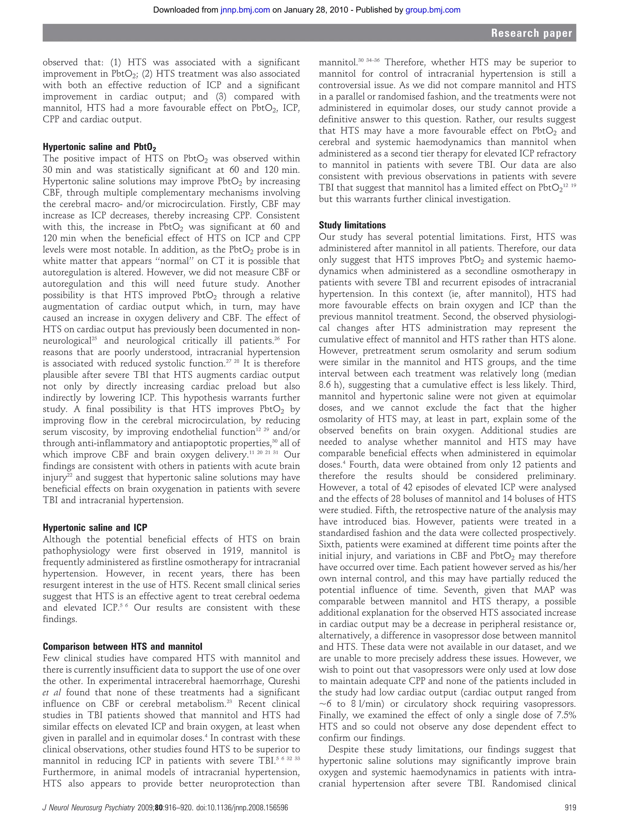 Mannitol Vs Hypertonic Saline | PDF