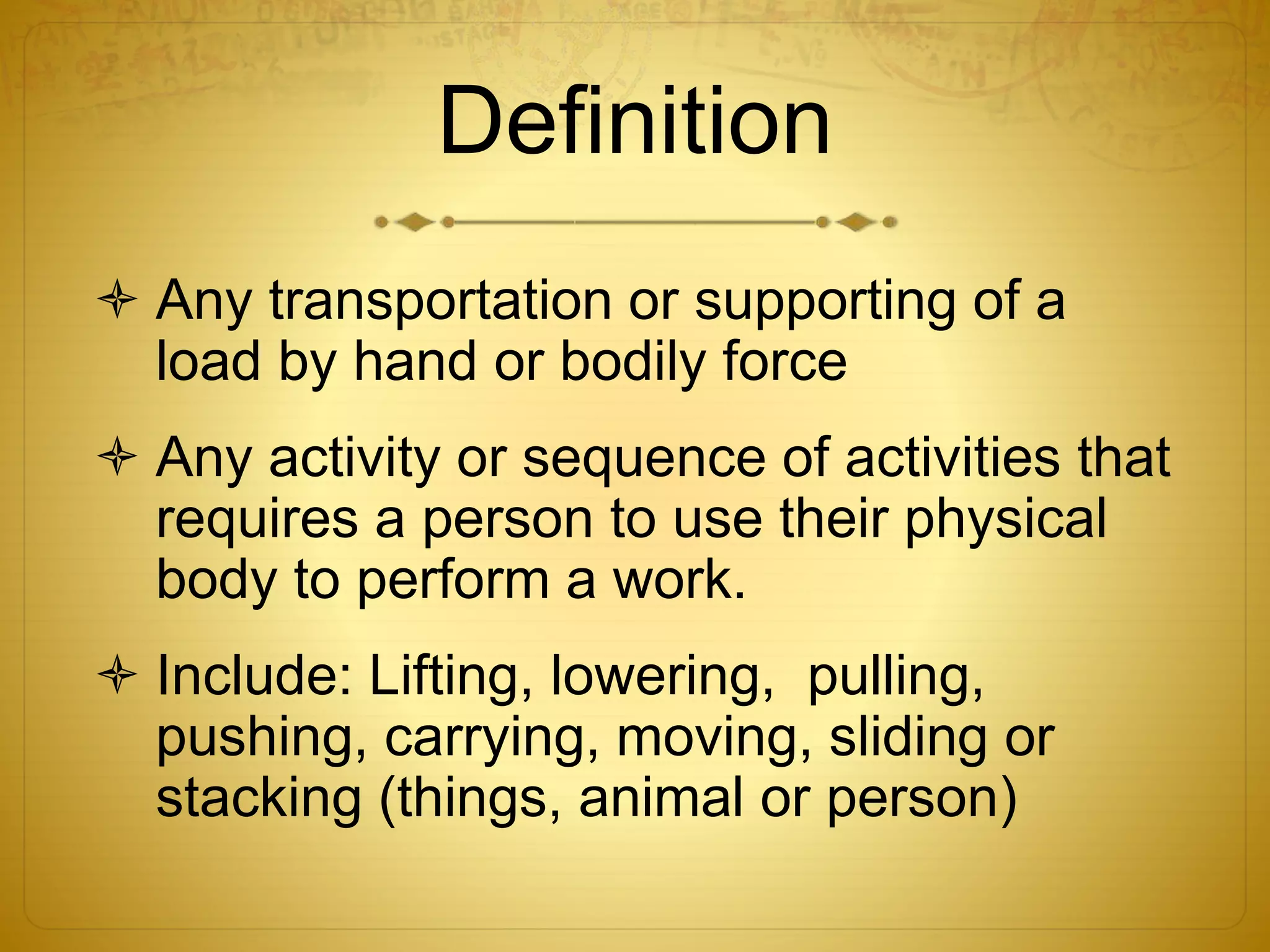 Manual material handling | PPTX