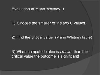 Mann Whitney U test | PPT