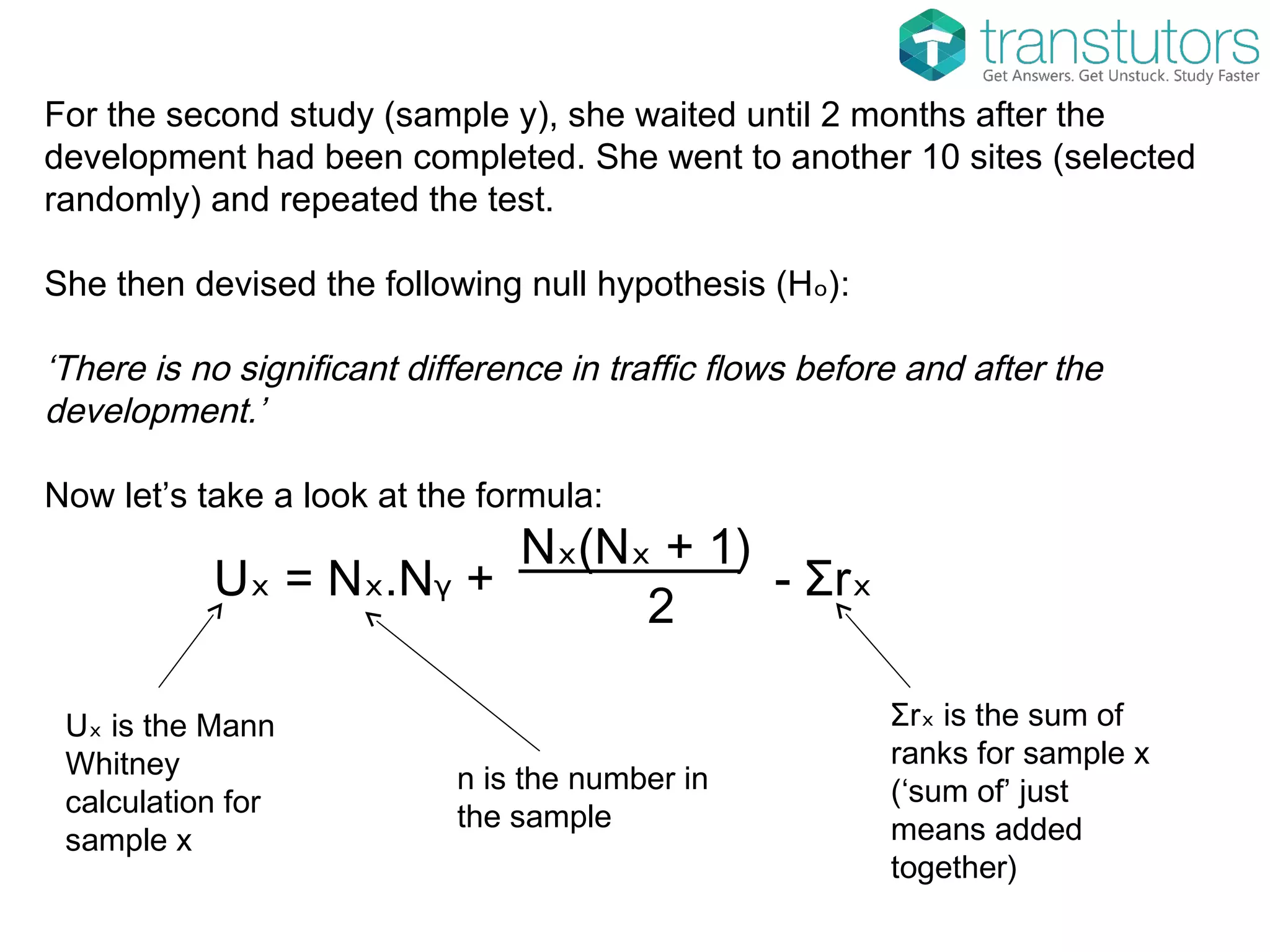 Mann Whitney U Test | Statistics | PPT