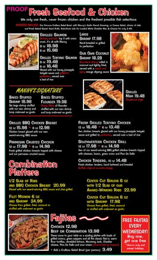 Mannys menu Orlando | PDF | Barbecues and Grilling | Food & Drink