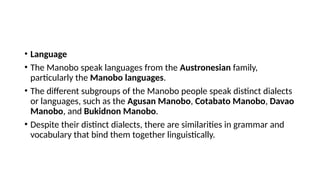 MANOBO IN THE PHILIPPINES. SHORT BACKGROUNDpptx | PPTX