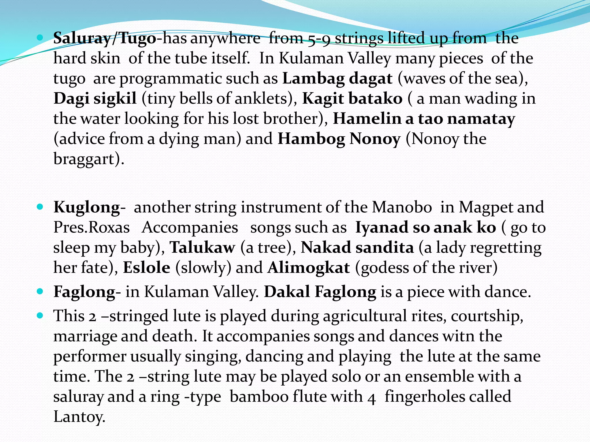 Manobo musical instruments | PPTX