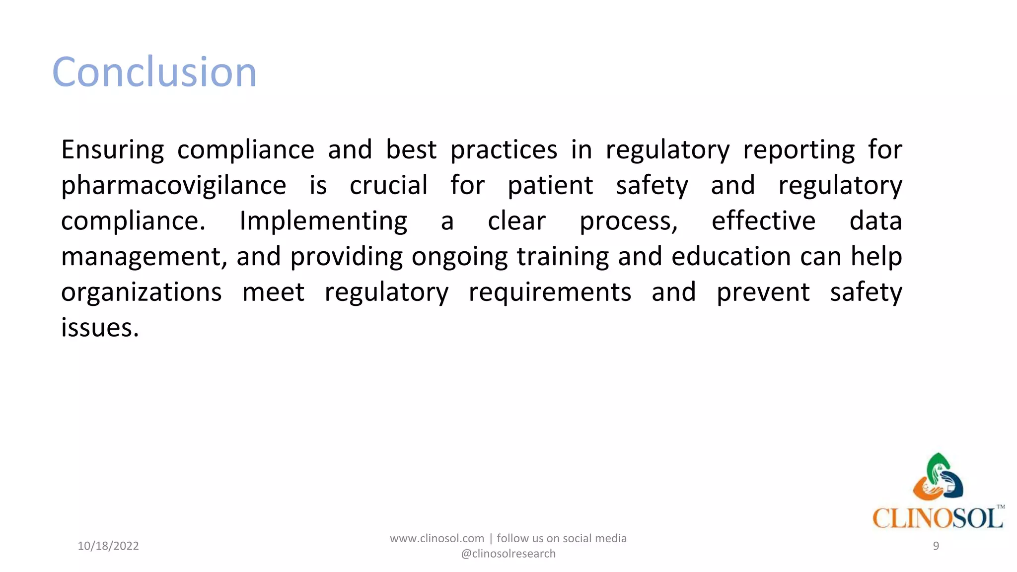 Regulatory Reporting in Pharmacovigilance: Compliance and Best ...