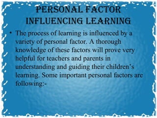 factor influencing learning | PPT