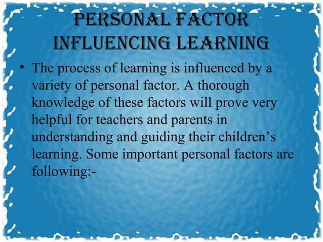 factor influencing learning | PPT