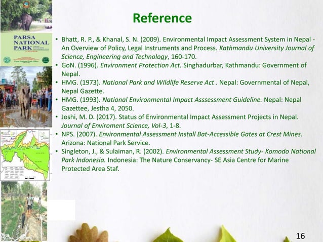Environment Assessment of Bufferzone Management Plan | PPT