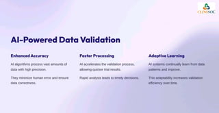 Utilizing AI to automate and improve the data validation process in clinical trials. | PPT
