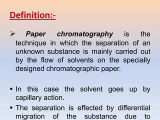 Presentation on principle of paper chromatography and Rf Value | PPSX