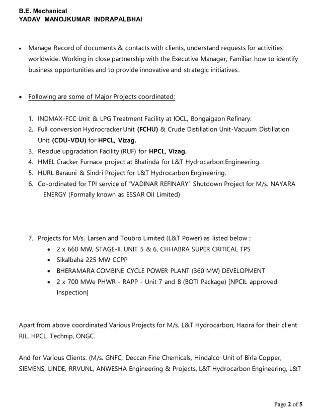 Resume-Manoj Yadav B.E. mechanical (Project Coordinator) | PDF