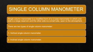 Manometer and its types | PPTX