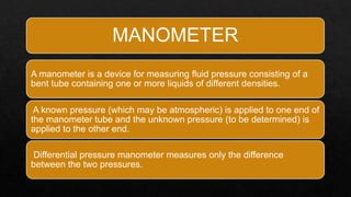 Manometer and its types | PPTX