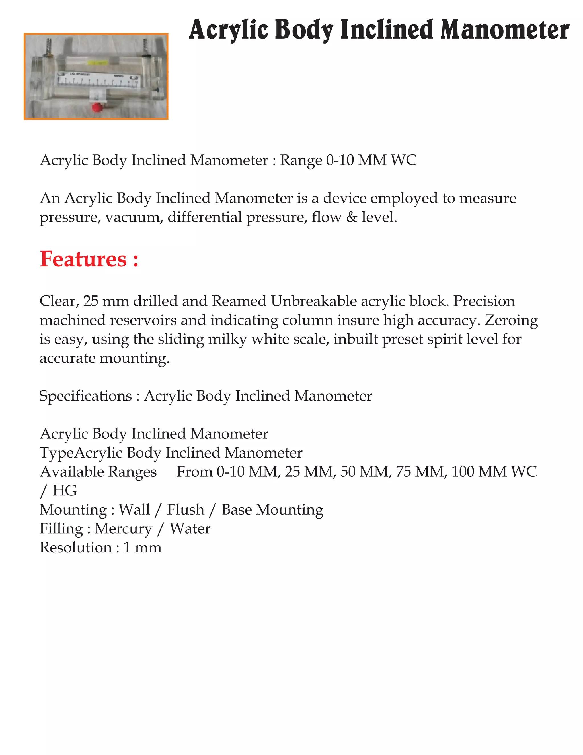 Manometer | PDF