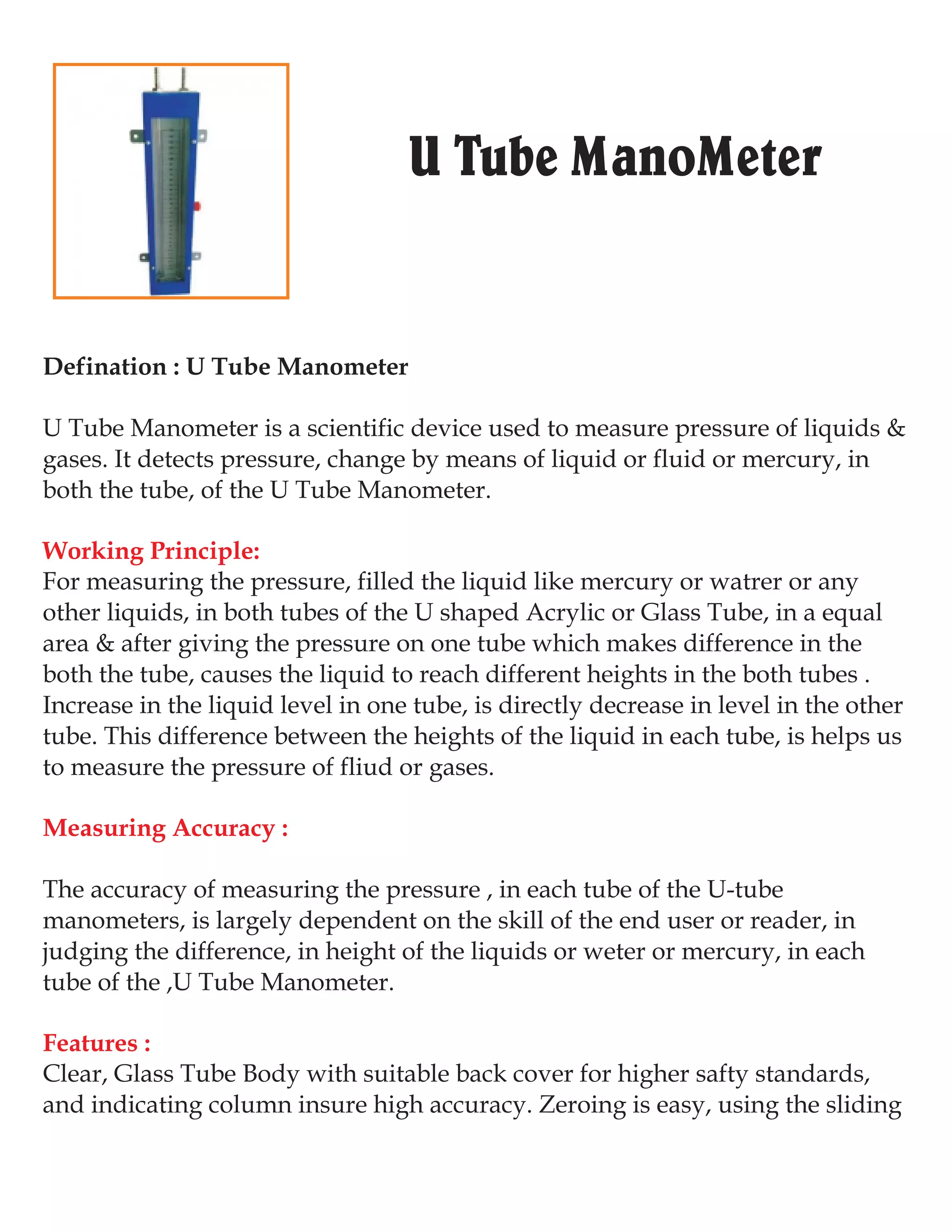 Manometer | PDF | Chemistry | Science