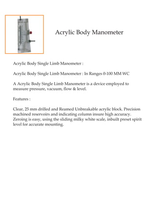 Manometer | PDF | Chemistry | Science