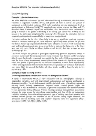 Manova reporting | PDF
