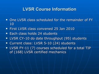 Manpower and training ipt lvsr presentation 21 july 10 | PPT