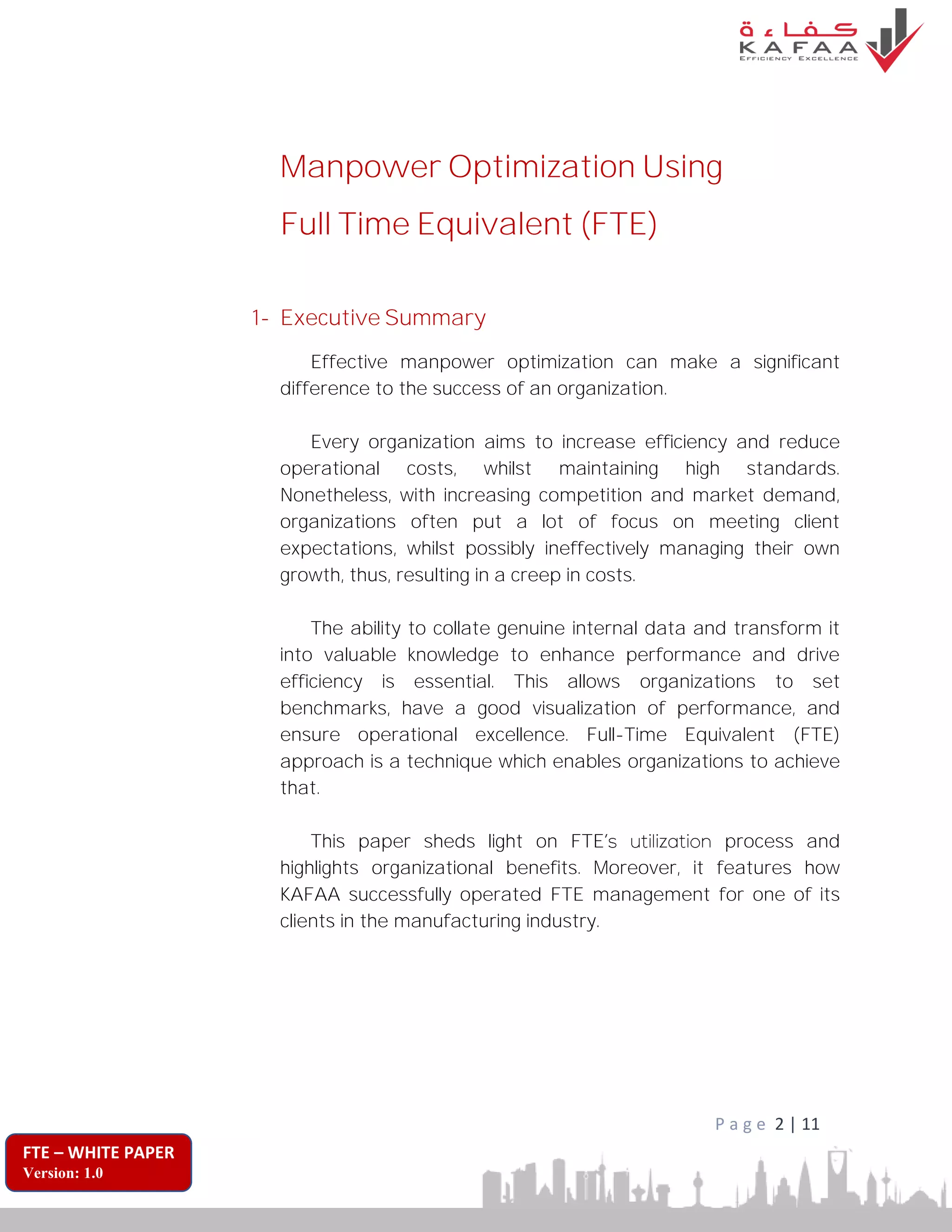 Manpower optimization using full time equivalent (FTE) | PDF