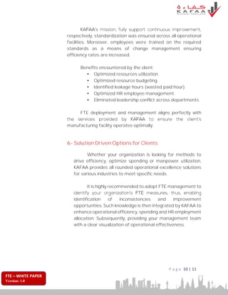 Manpower optimization using full time equivalent (FTE) | PDF