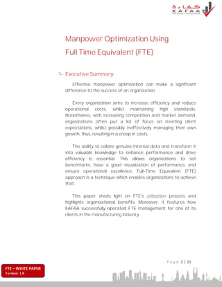 Manpower optimization using full time equivalent (FTE) | PDF