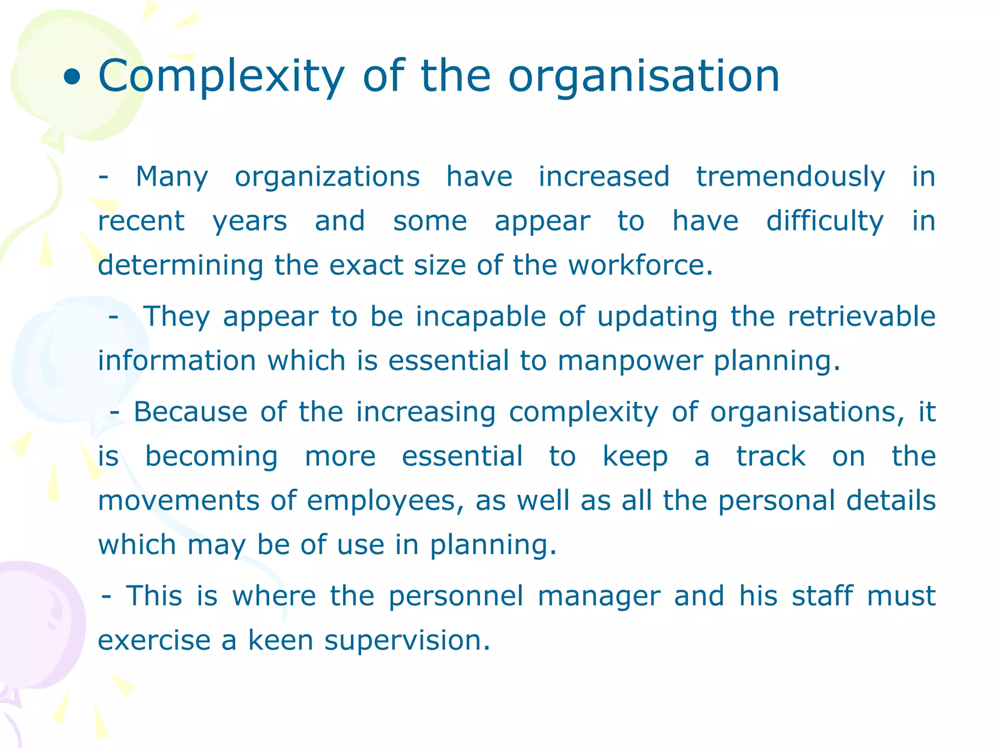 MANPOWER PLANNING OBJECTIVES, ISSUES & PROBLEMS | PPT