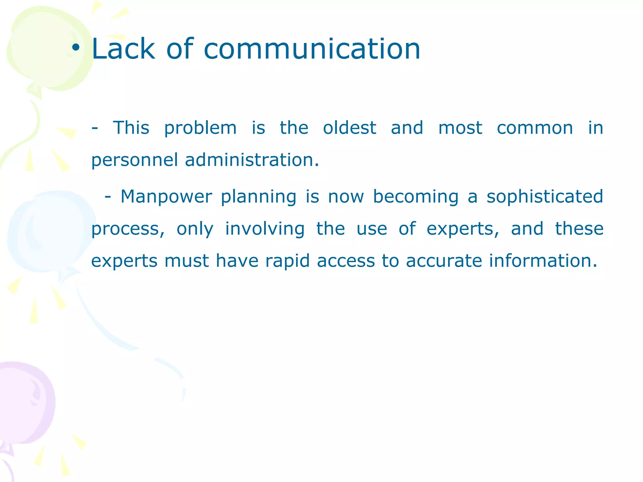 MANPOWER PLANNING OBJECTIVES, ISSUES & PROBLEMS | PPT