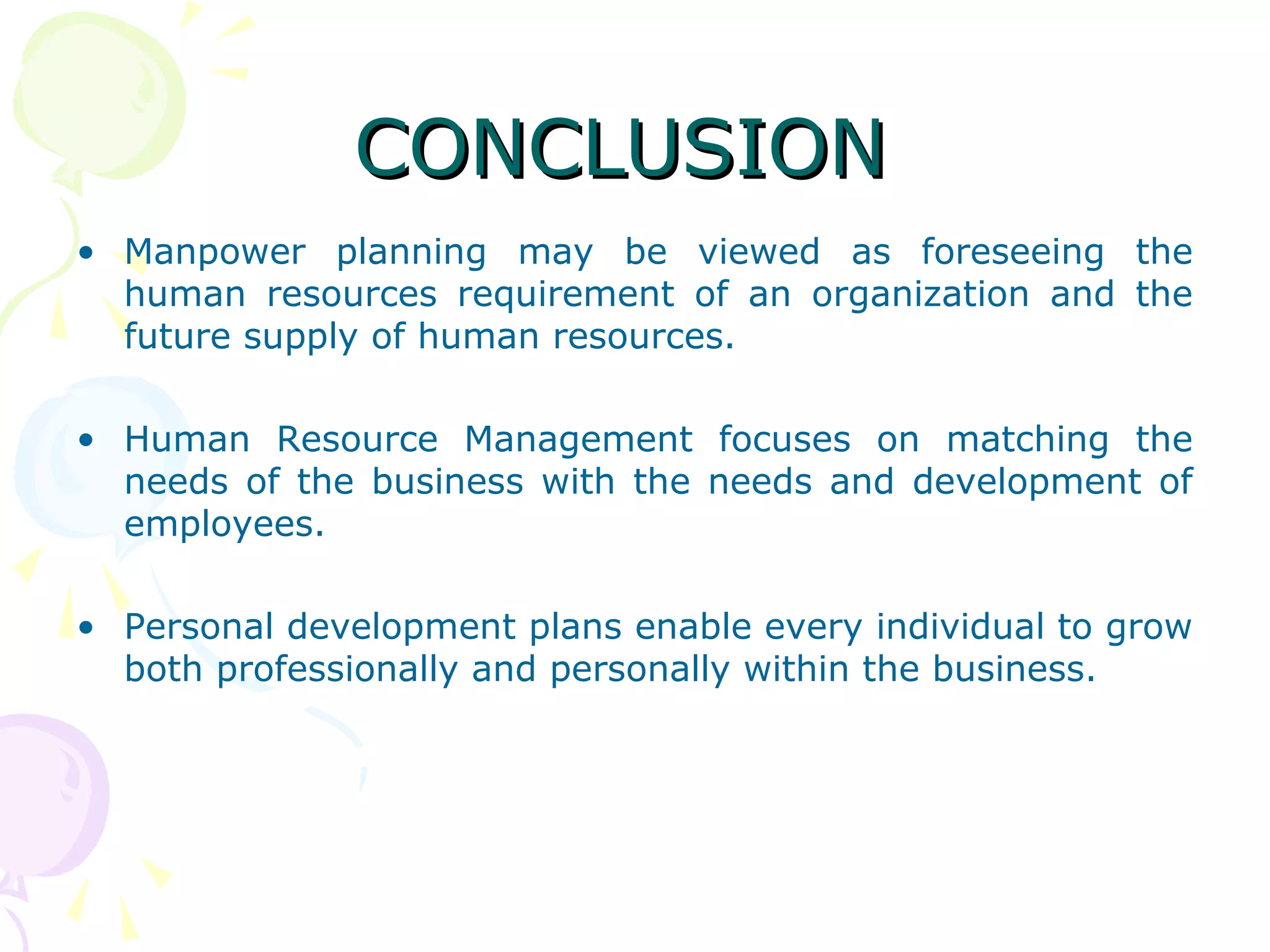 MANPOWER PLANNING OBJECTIVES, ISSUES & PROBLEMS | PPT
