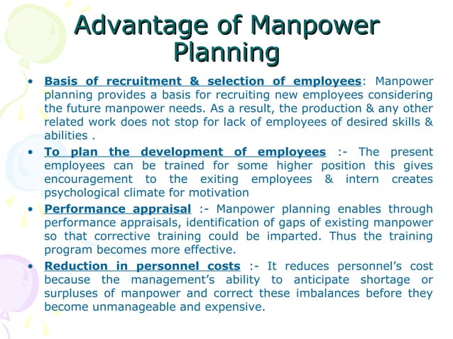 MANPOWER PLANNING OBJECTIVES, ISSUES & PROBLEMS | PPT