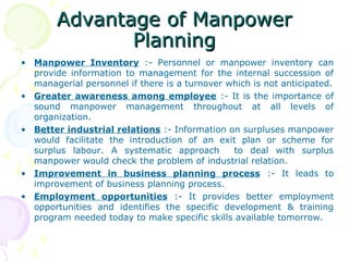 MANPOWER PLANNING OBJECTIVES, ISSUES & PROBLEMS | PPT