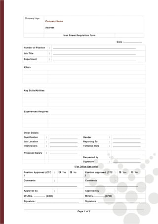 Manpower requisition form | DOC