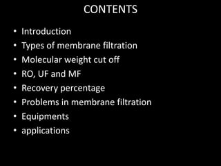 Membrane filtration technology in food engg. | PPTX