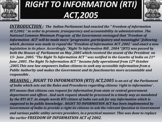 RIGHT TO INFORMATION ACT 2005 ,FULL THEORY-MANPREET SINGH (B.COM) | PPTX
