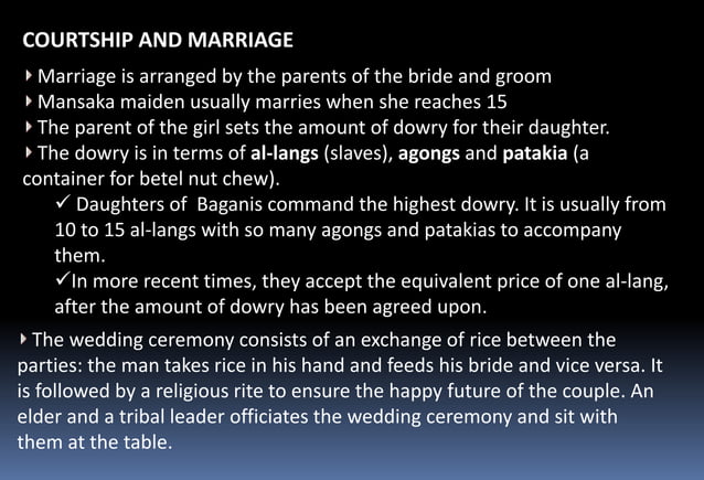 Mansaka tribe | PPTX | Wedding | Personal Celebrations & Life Events