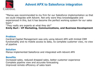 Mansa Systems Salesforce Integration Customer Success | PPT