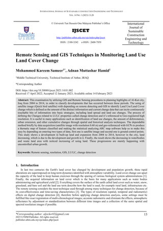 GIS and Remote sensing in land use land cover change | PDF