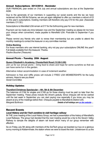 Mansfield U3A Newsletter, August 2013 | PDF