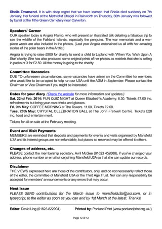Mansfield U3A Newsletter - February 2014 | PDF
