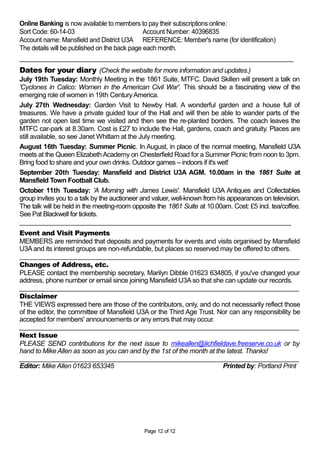 Mansfield U3A Newsletter: July 2016 | PDF | Rail Travel | Travel Type