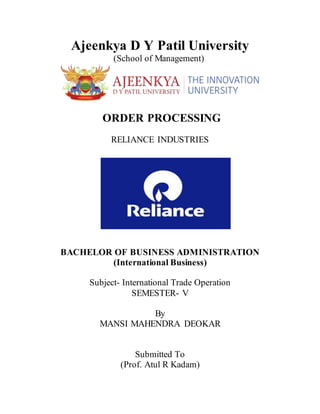 Order processing,company profile,about company,vision & mission | PDF