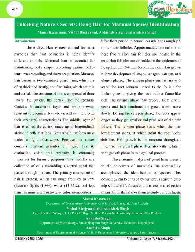 Unlocking Nature’s Secrets: Using Hair for Mammal Species ...