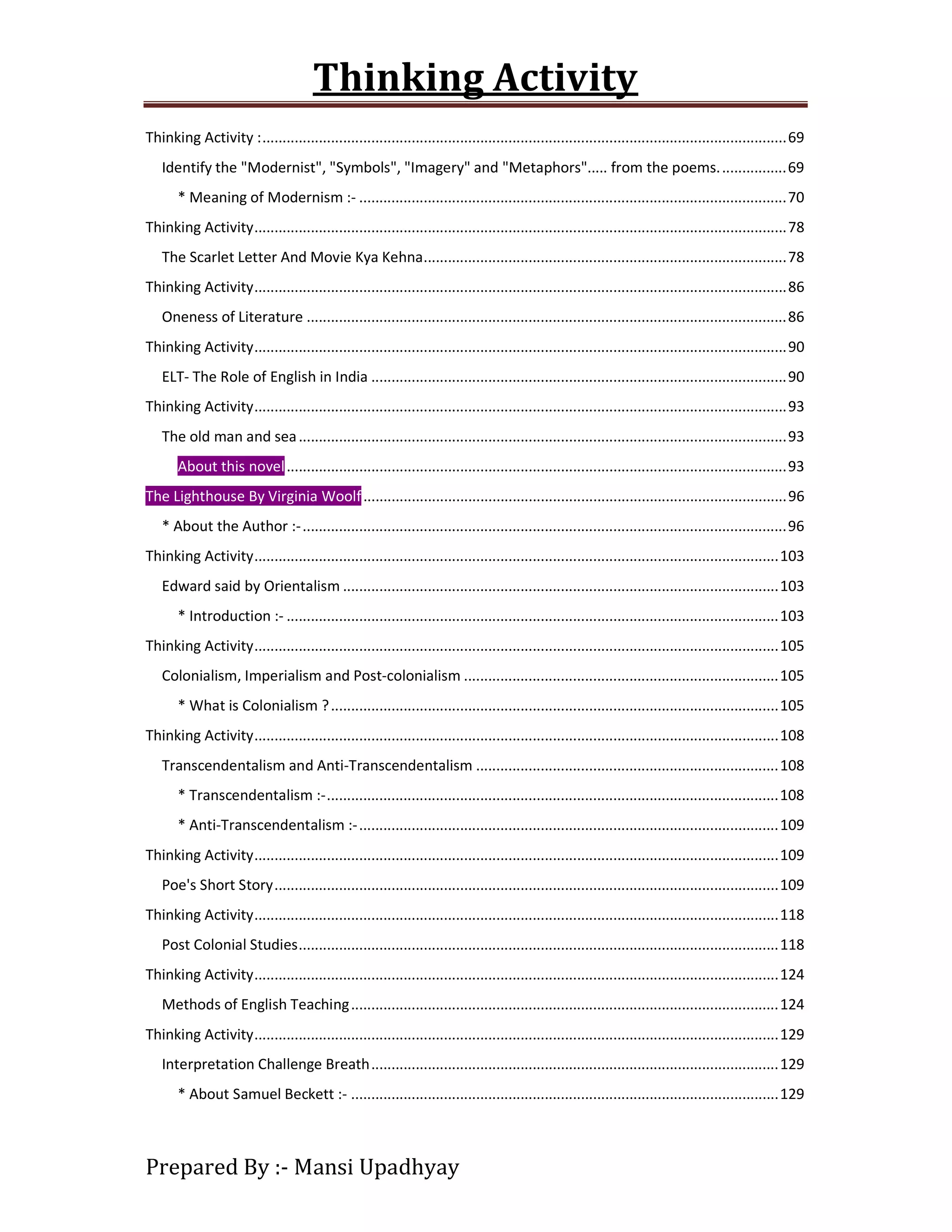 thinking activity pdf | PDF